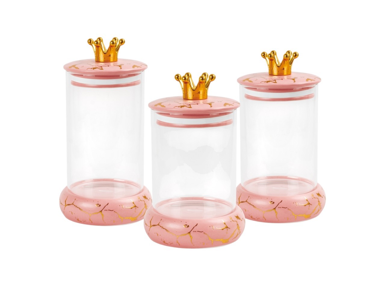 GM305 Pink Marble Toples Permen Kaca 3 Buah